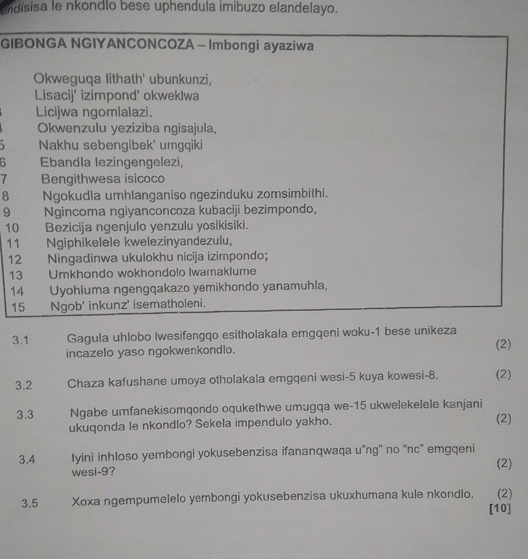 3.1 Gagula uhlobo Iwesifenggo esitholakala | StudyX