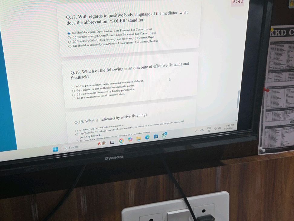 Q.17. With regards to positive body language | StudyX