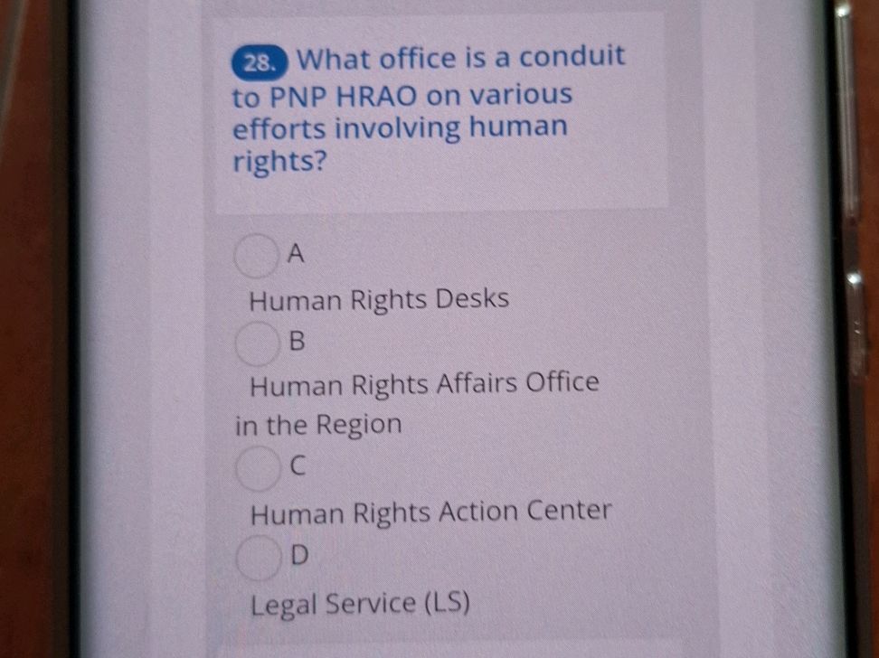 28. What office is a conduit to PNP HRAO on | StudyX