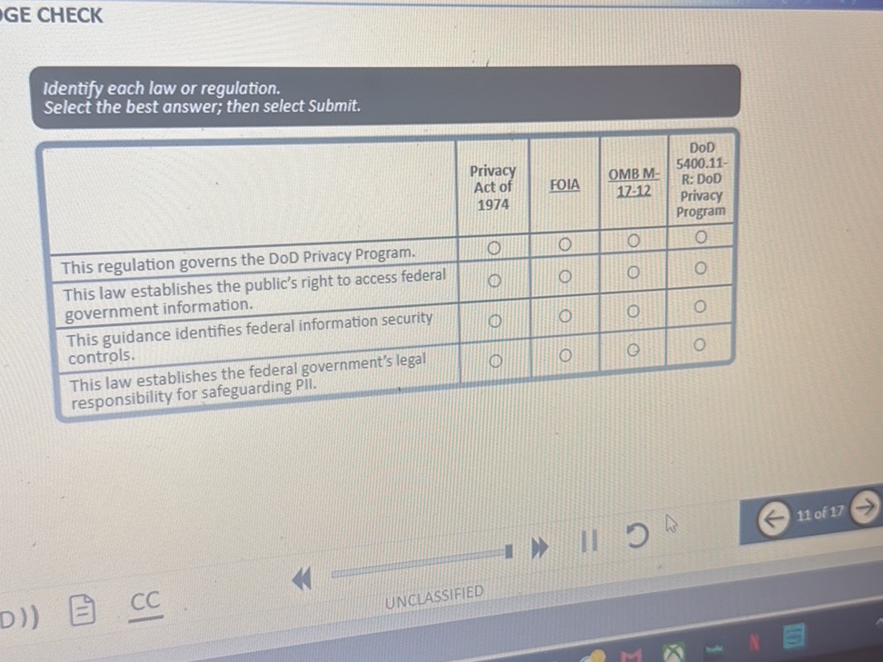 Identify each law or regulation. Select the