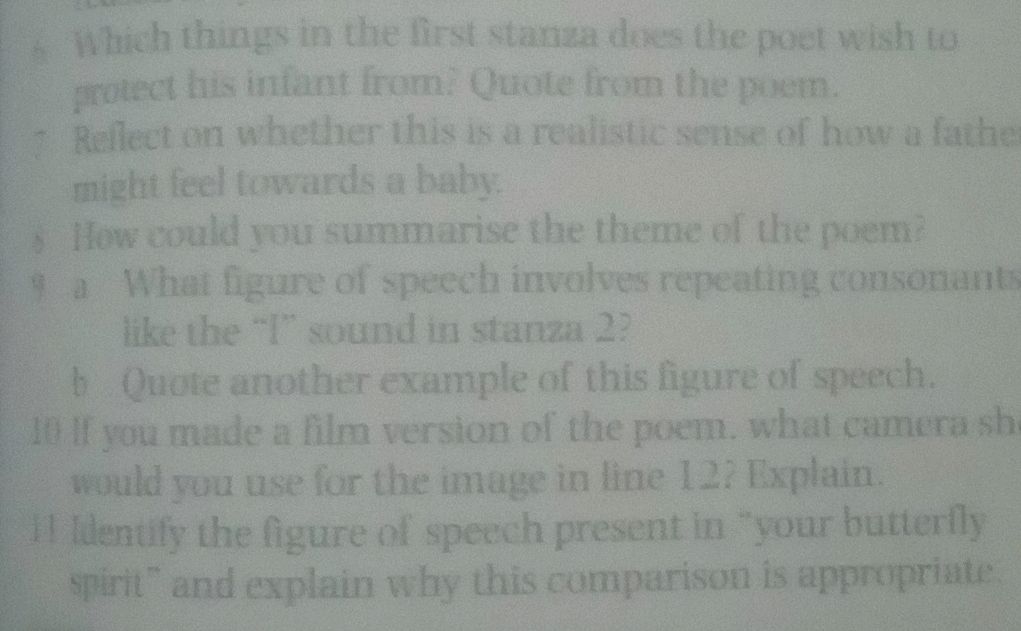 Which things in the first stanza does the