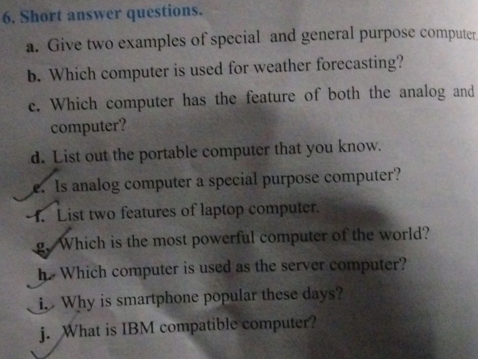 6. Short answer questions. a. Give two | StudyX