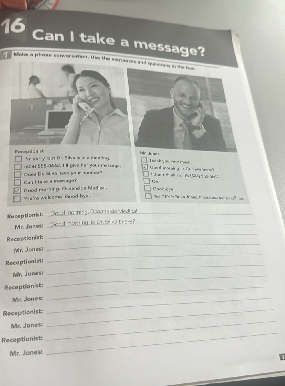 Make a phone conversation. Use the sentences | StudyX