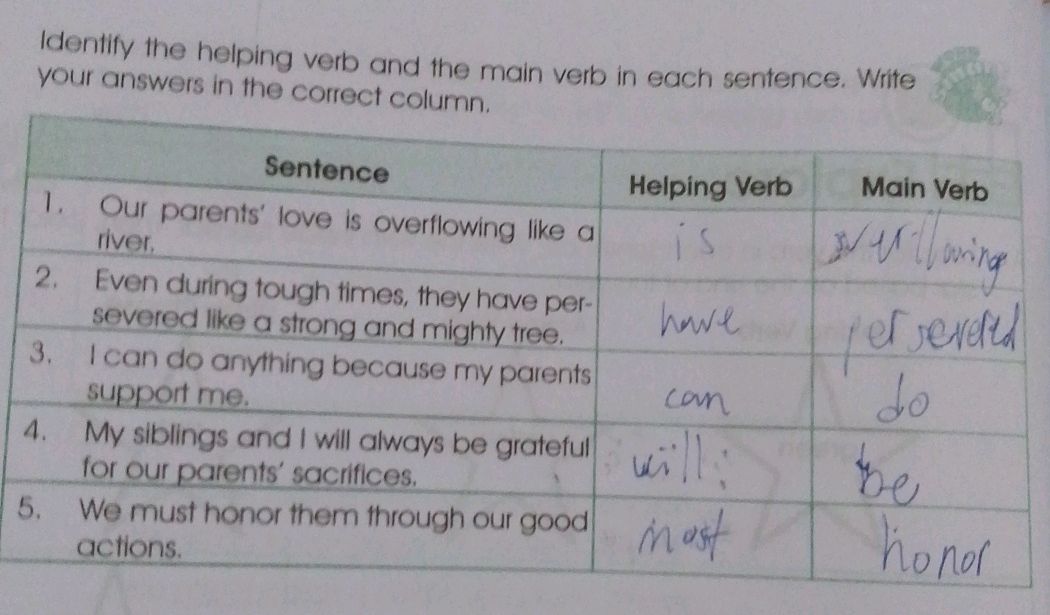 Identify the helping verb and the main verb | StudyX