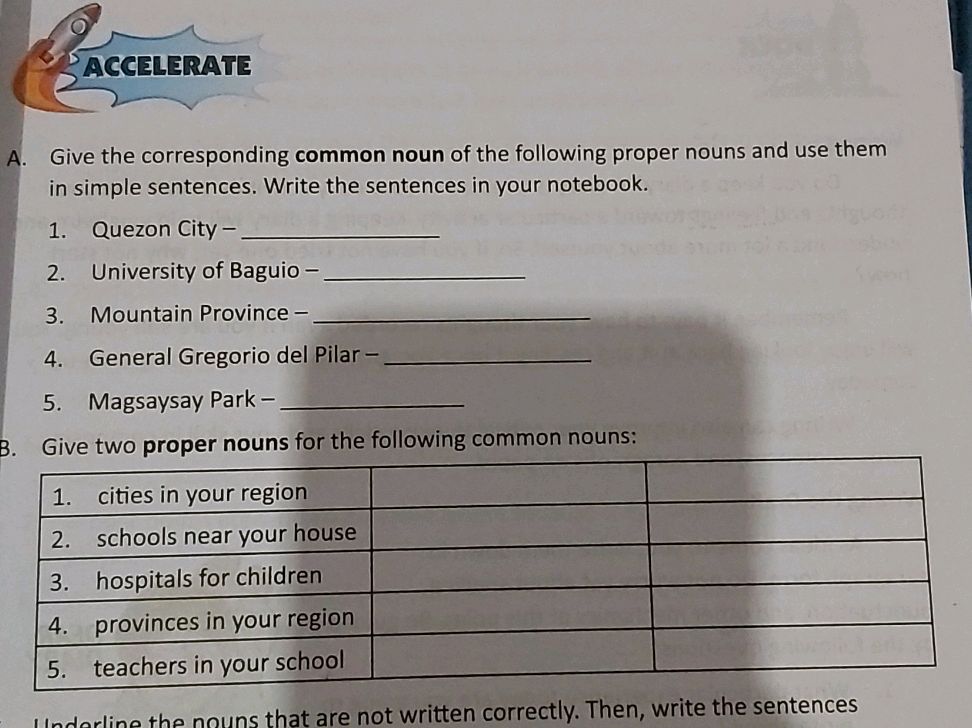 A. Give the corresponding common noun of the | StudyX