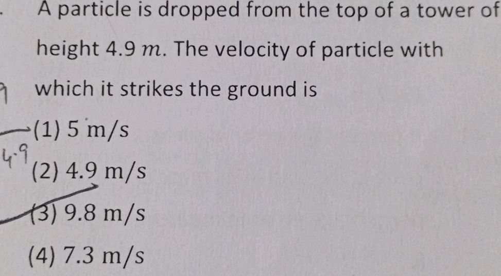 A particle is dropped from the top of a | StudyX
