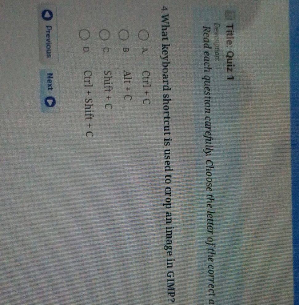 4. What keyboard shortcut is used to crop an | StudyX