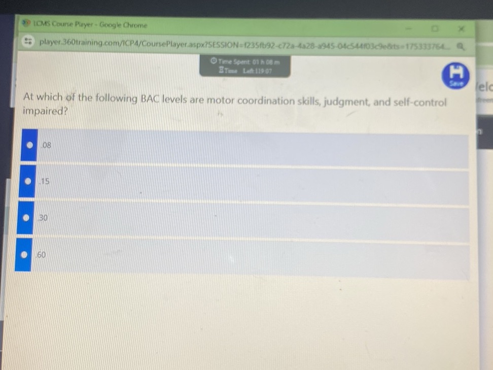 At which of the following BAC levels are | StudyX