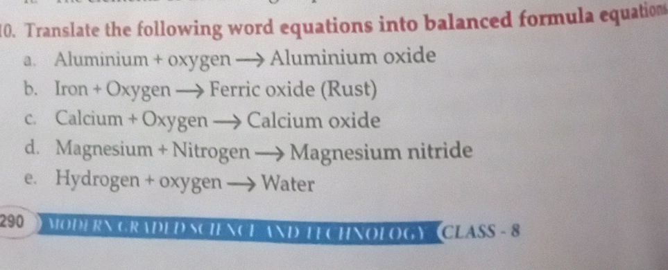 Translate the following word equations into | StudyX