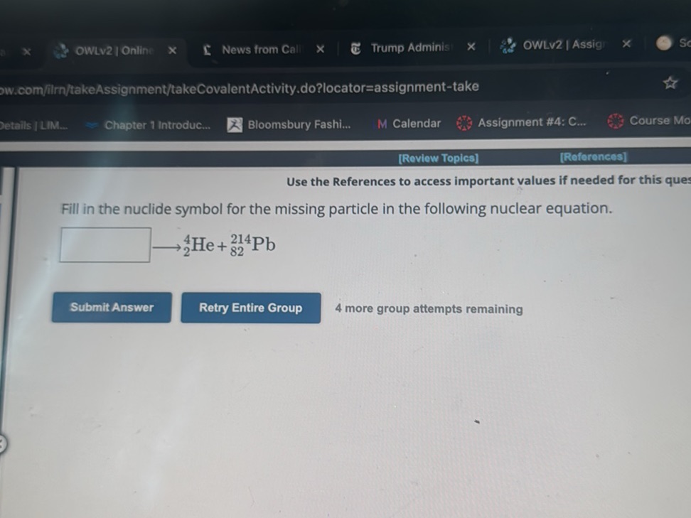 Fill in the nuclide symbol for the missing | StudyX