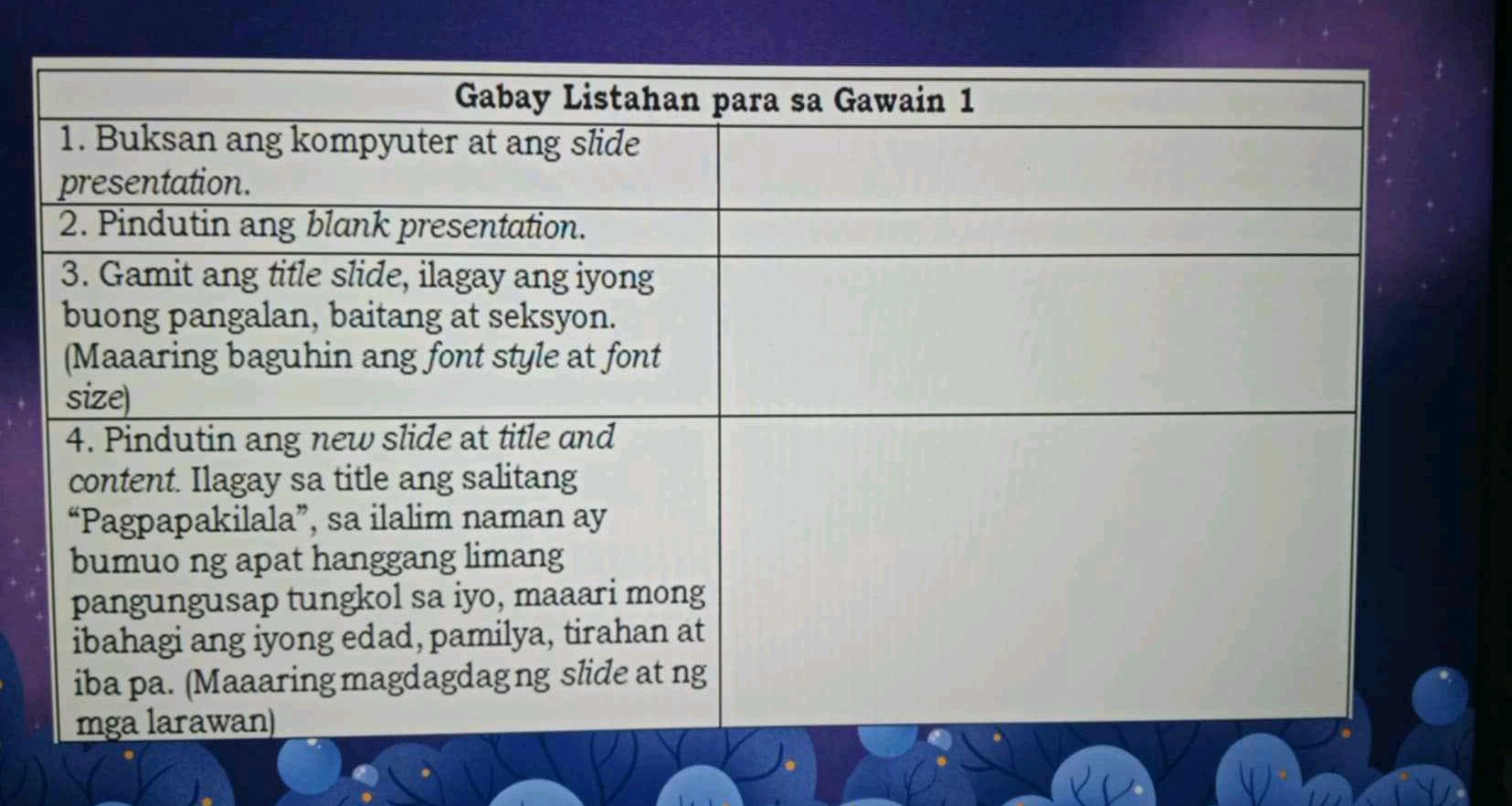 Gabay Listahan para sa Gawain 1 1. Buksan | StudyX