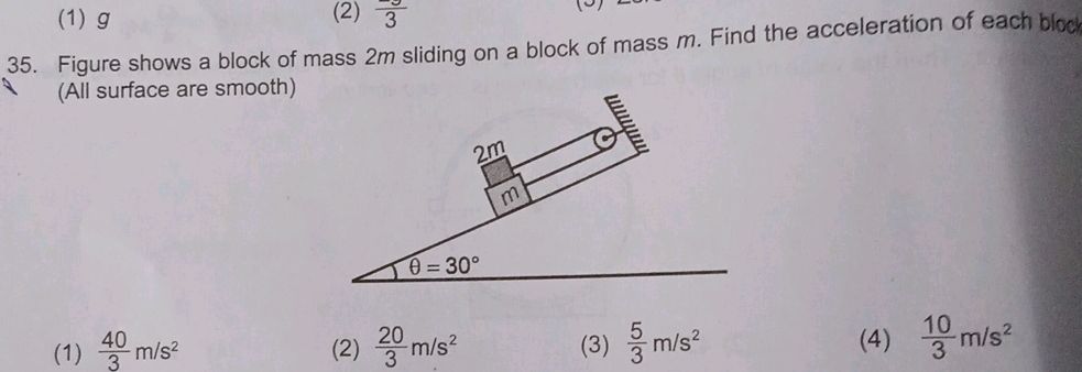 35. Figure shows a block of mass 2m sliding | StudyX