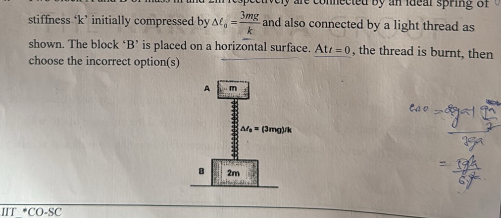 Two block A and B of mass in and 2m | StudyX