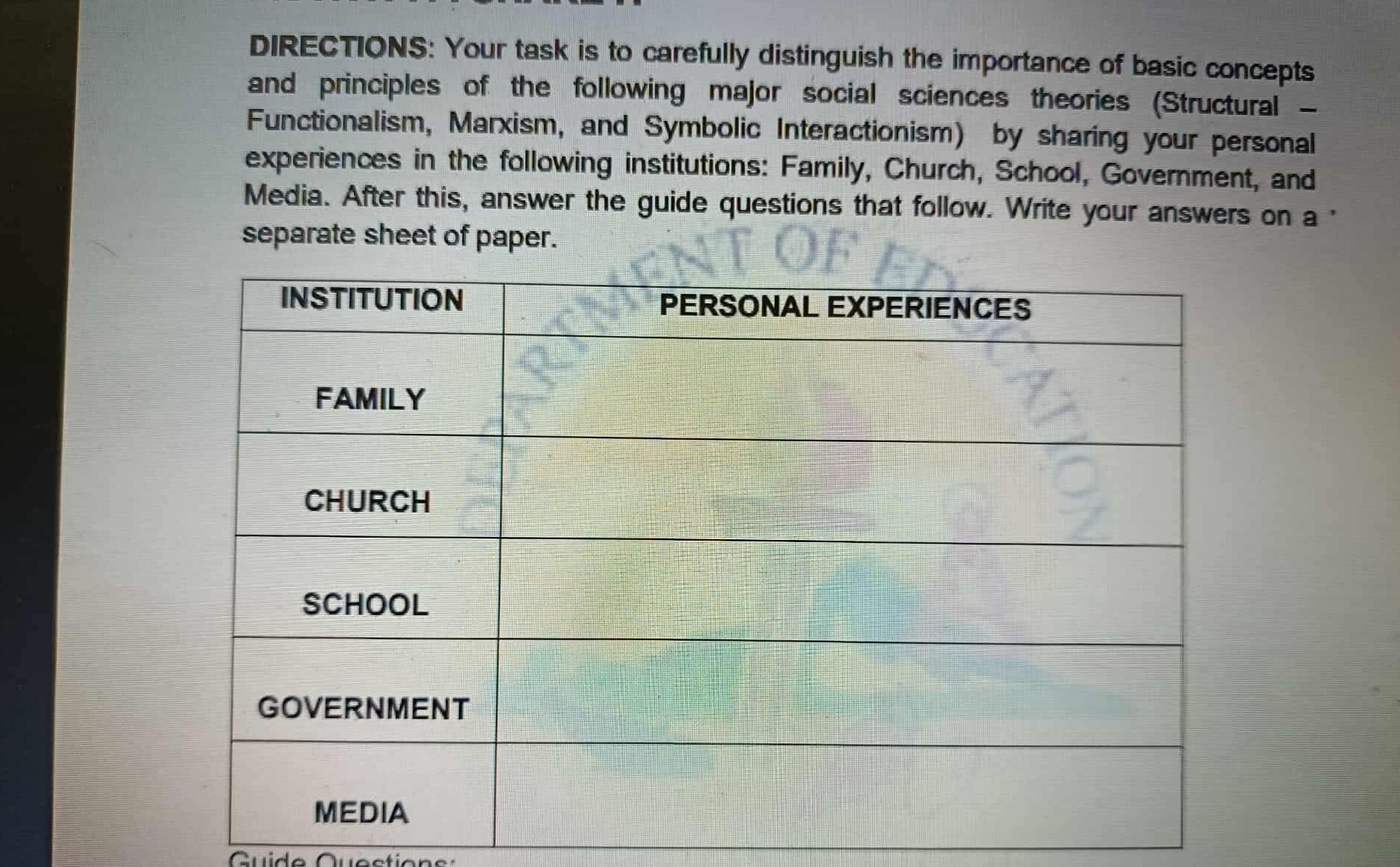 DIRECTIONS: Your task is to carefully | StudyX