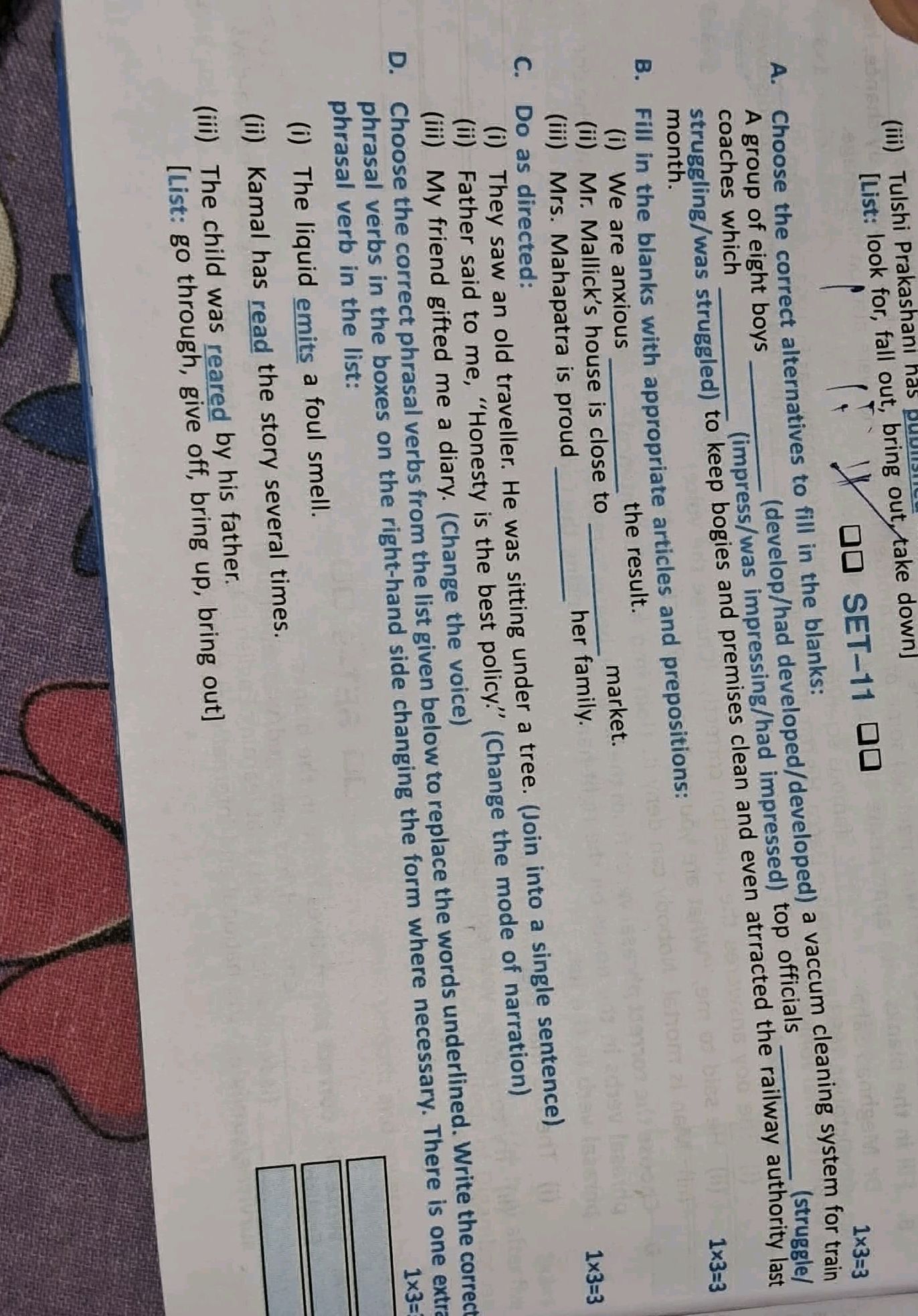 A. Choose the correct alternatives to fill | StudyX