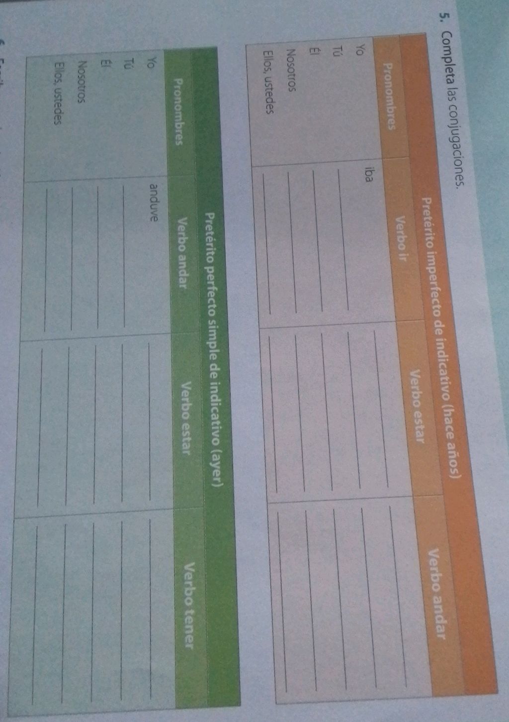 5. Completa las conjugaciones. | Pronombres | StudyX
