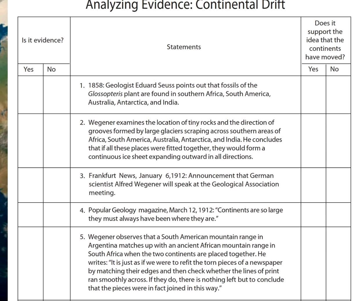 Analyzing Evidence: Continental Drift | Is | StudyX