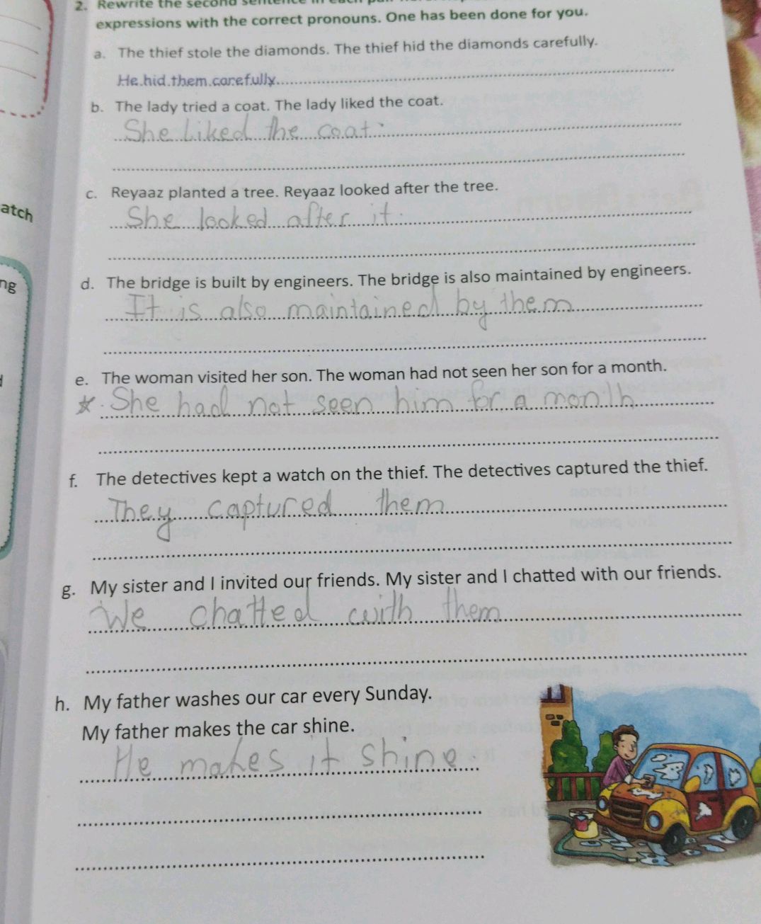 2. Rewrite the second sentence in each pair | StudyX