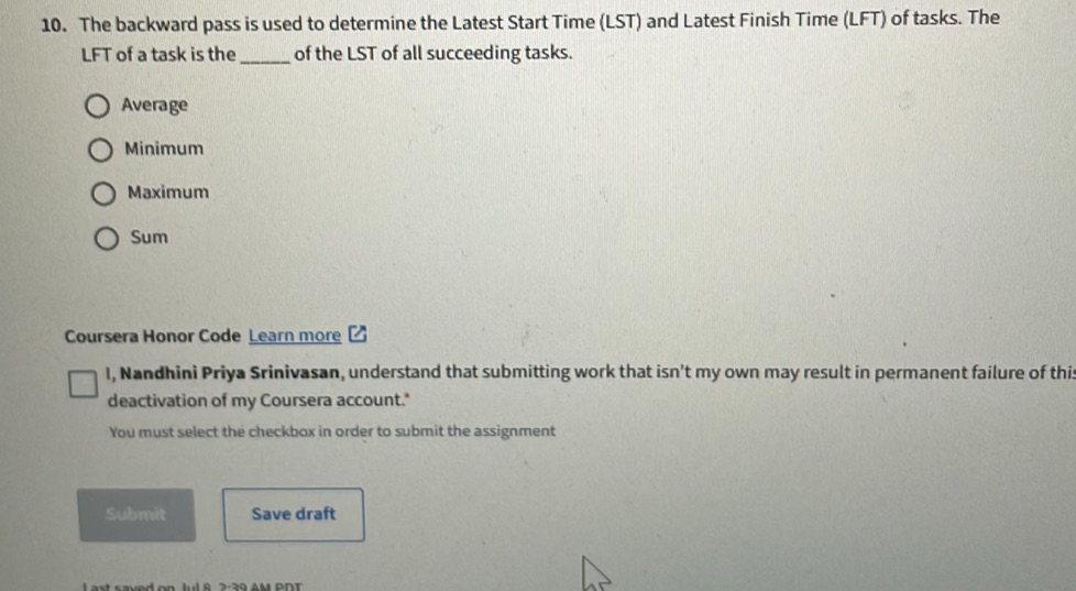 The backward pass is used to determine the