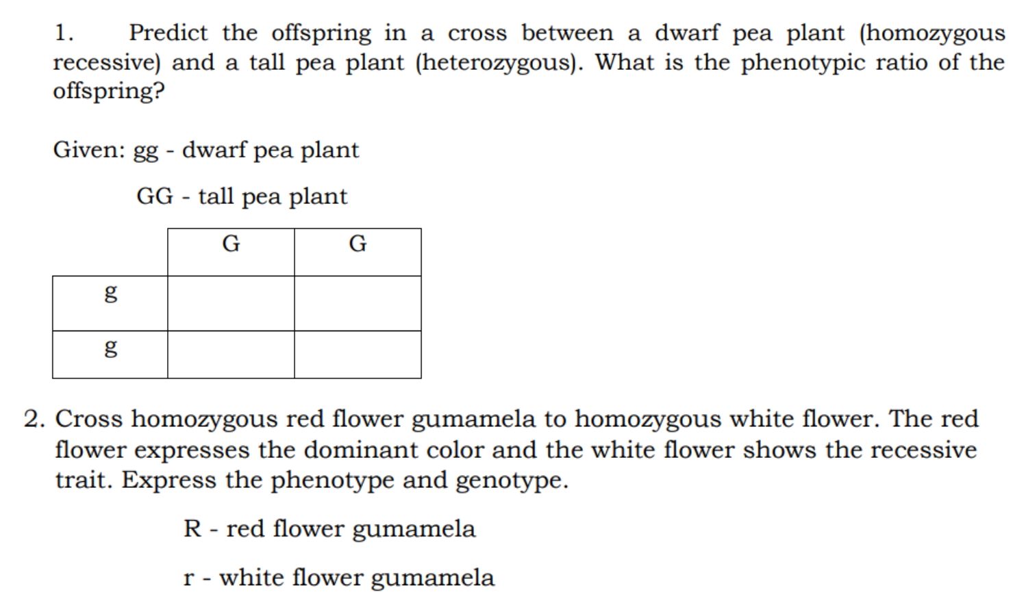 1. Predict the offspring in a cross between | StudyX