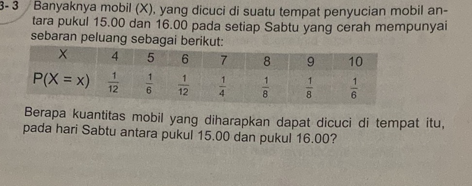 Berikut adalah tabel sebaran peluang: | X | | StudyX