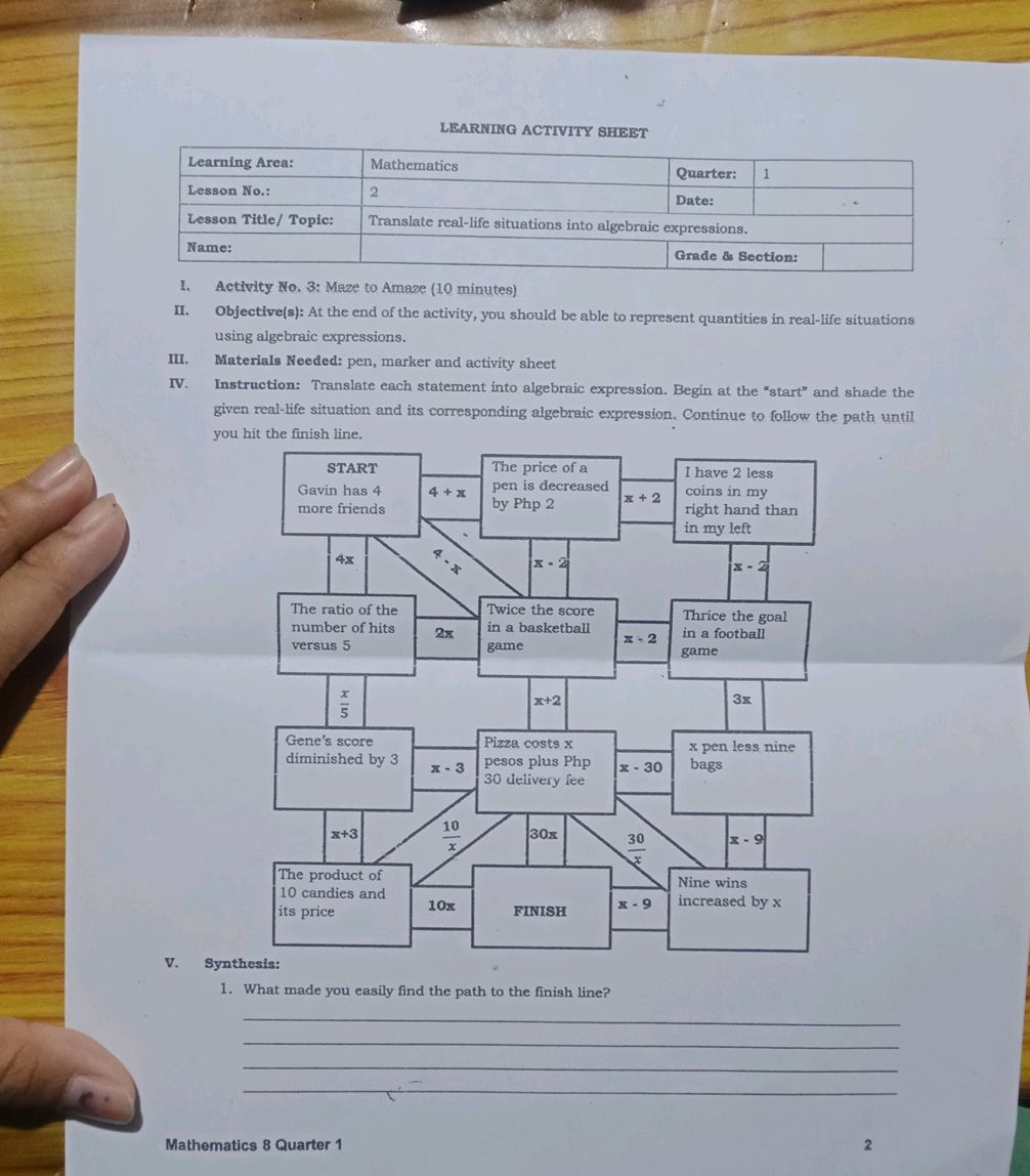 I. Activity No. 3: Maze to Amaze (10 | StudyX