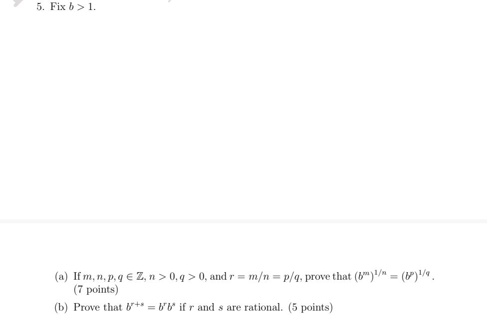 5. Fix b > 1. (a) If $m, n, p, q {Z}, n | StudyX