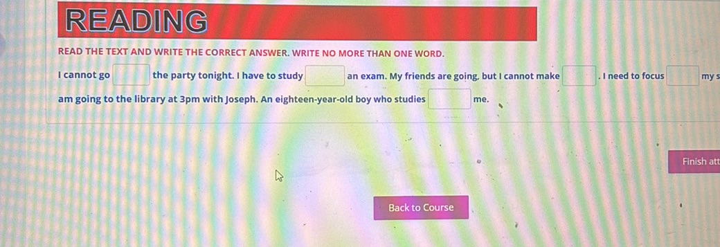 READ THE TEXT AND WRITE THE CORRECT ANSWER. | StudyX