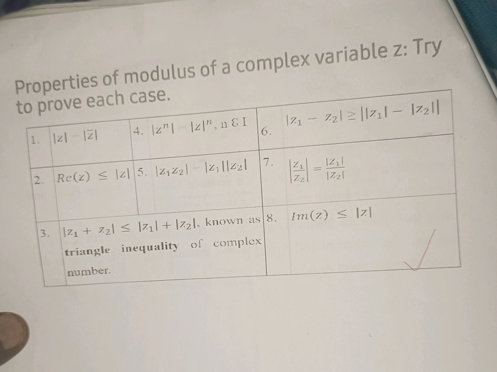Properties of modulus of a complex variable | StudyX
