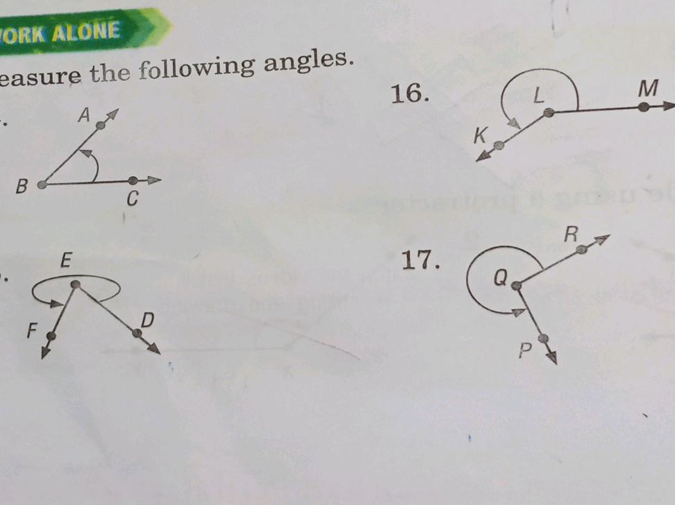 Measure the following angles. 16. Angle | StudyX