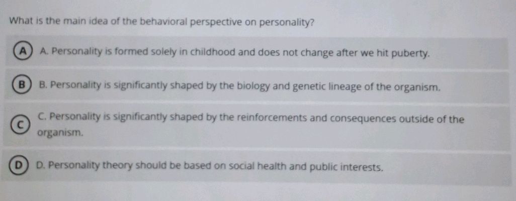 What is the main idea of the behavioral | StudyX