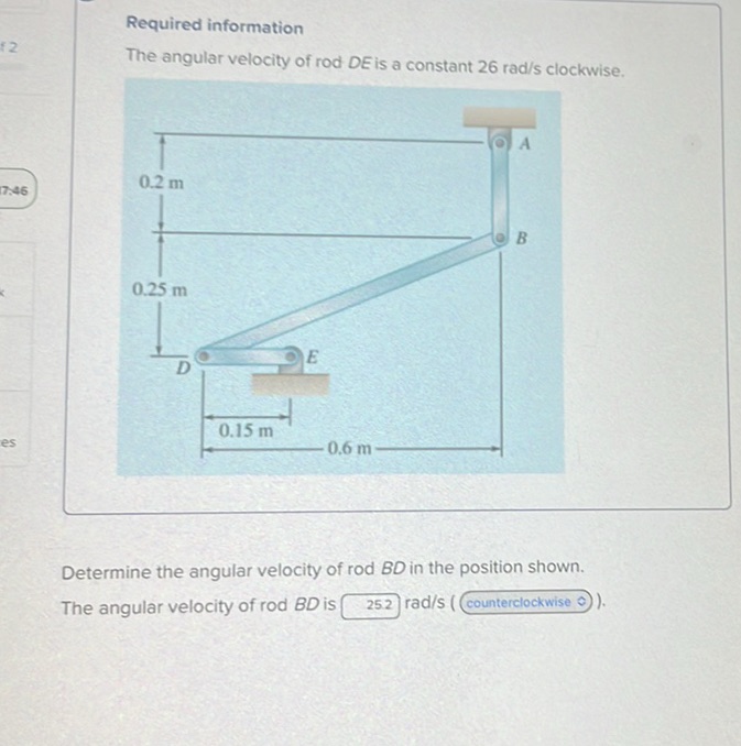 Required information The angular velocity of | StudyX
