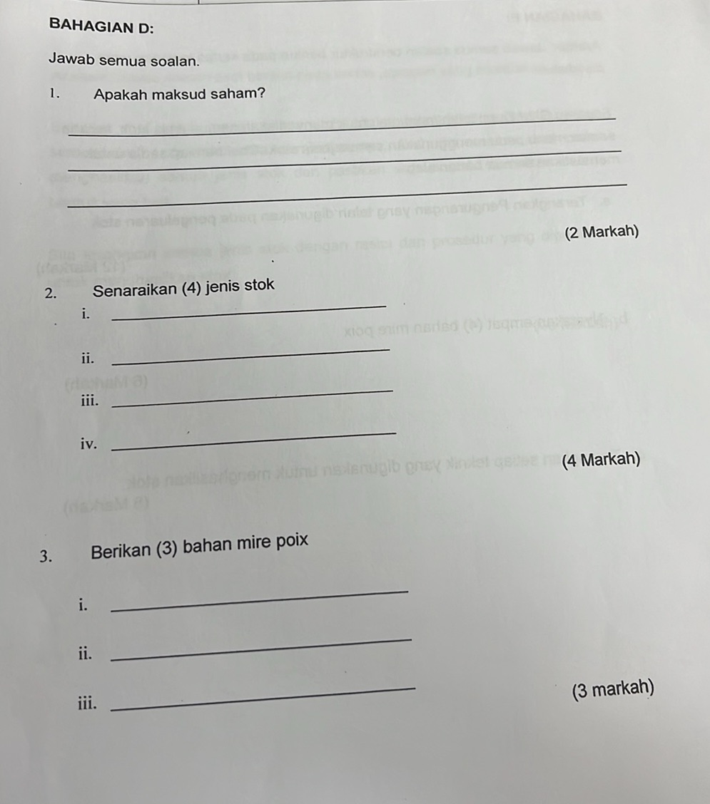 Apakah maksud saham? 2. Senaraikan (4) jenis