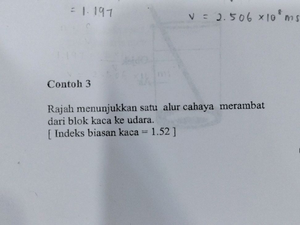Contoh 3 Rajah menunjukkan satu alur cahaya