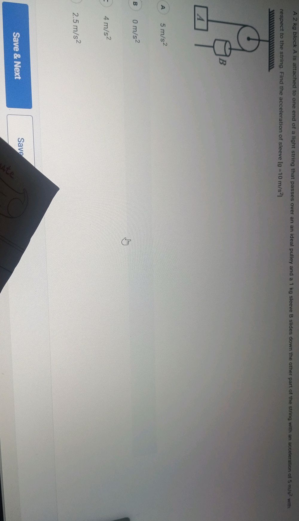 A 2 kg block A is attached to one end of a | StudyX