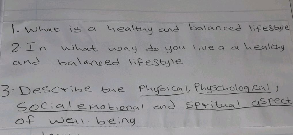 What is a healthy and balanced lifestyle 2.