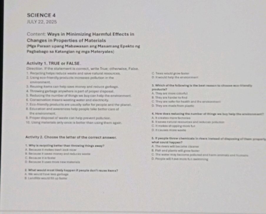 Activity 1. TRUE or FALSE. Direction. If the | StudyX