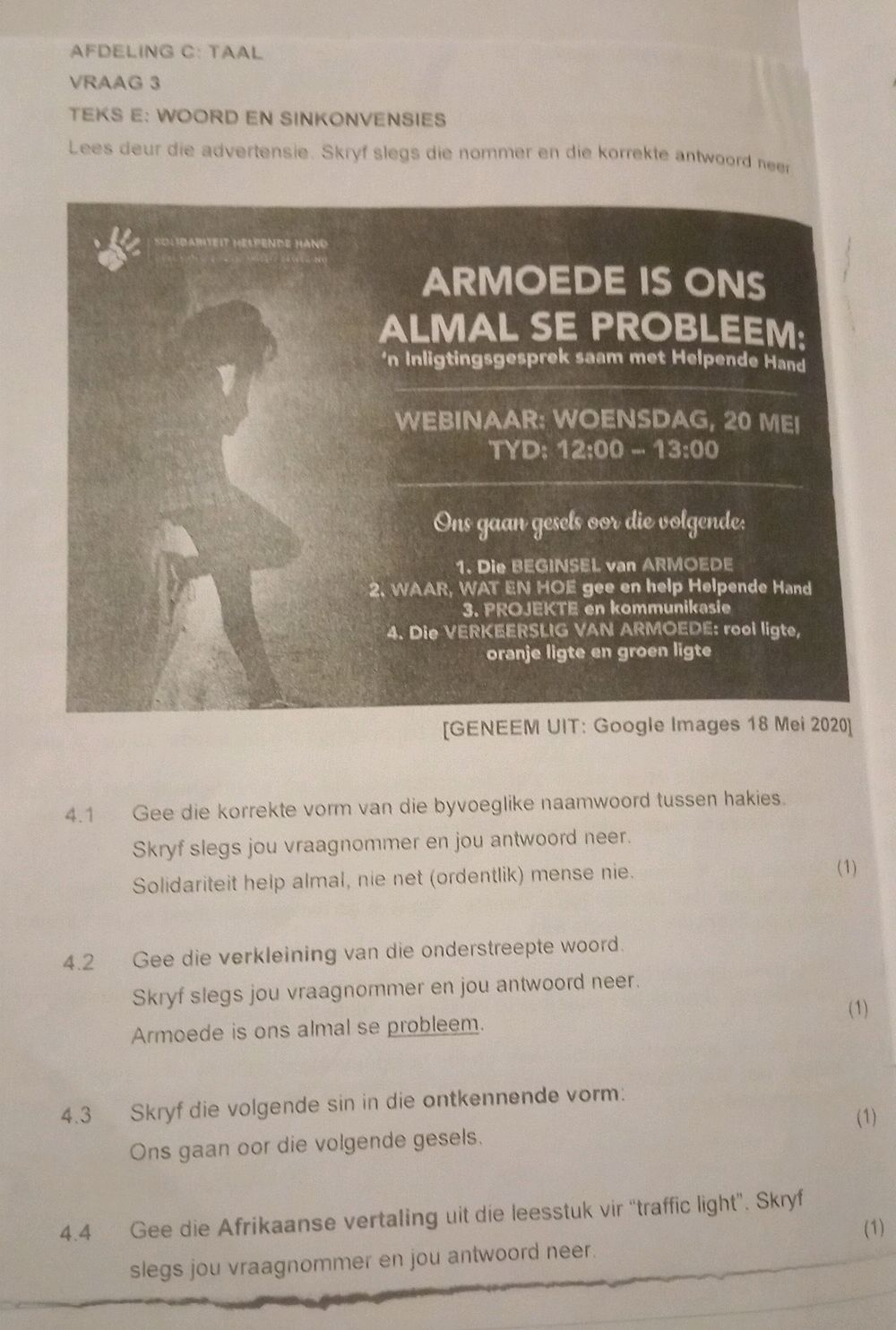 4.1 Gee die korrekte vorm van die byvoeglike | StudyX