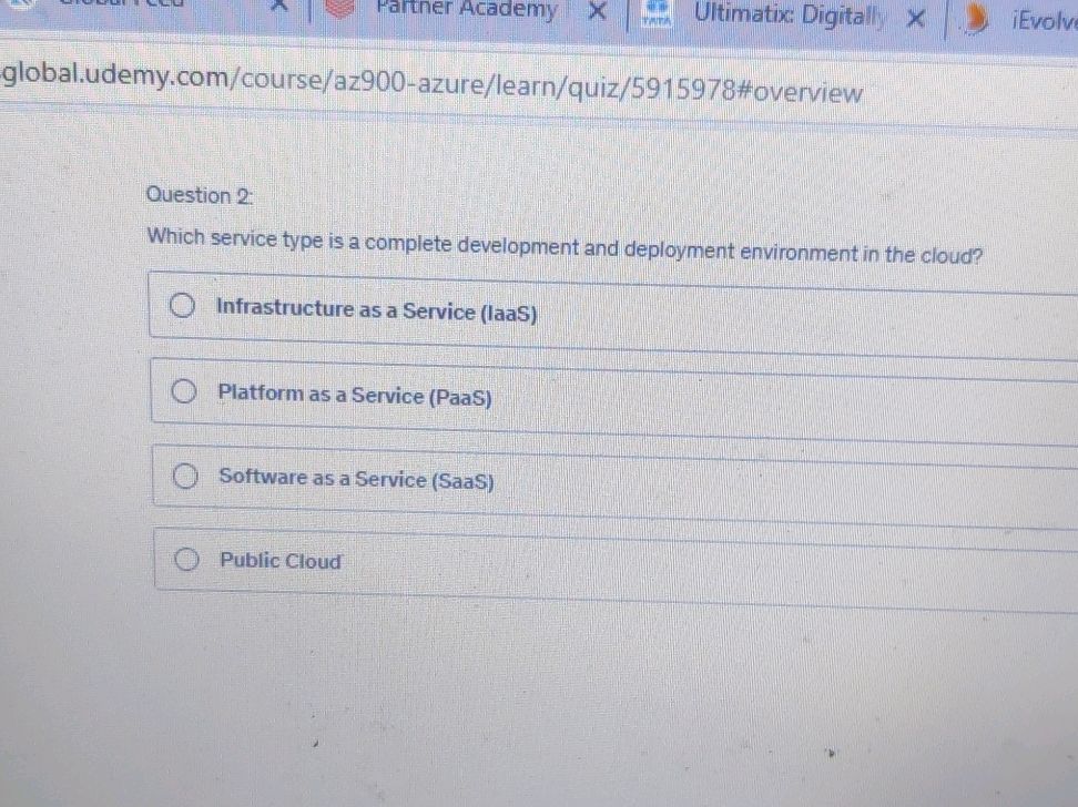 Question 2: Which service type is a | StudyX