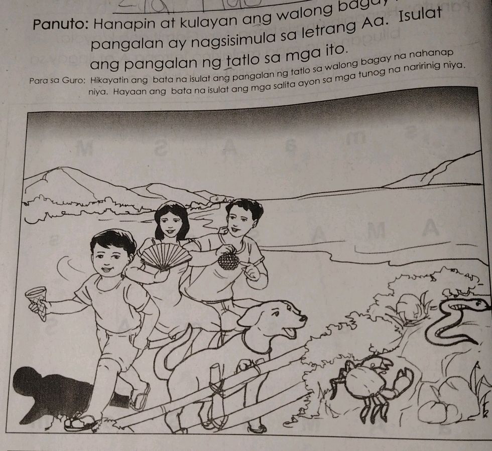 Panuto: Hanapin at kulayan ang walong bagay | StudyX