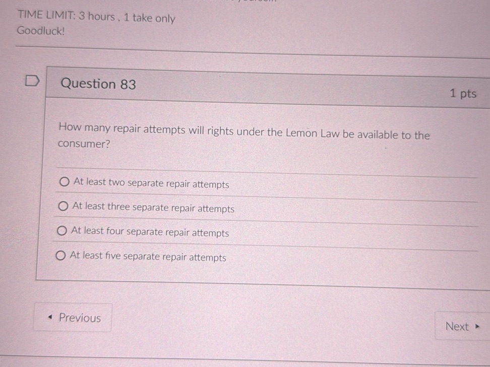 How many repair attempts will rights under | StudyX