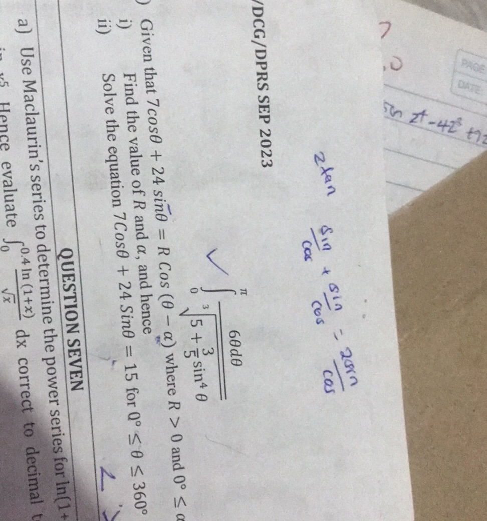 i) Given that $7 ext{cos} heta + | StudyX