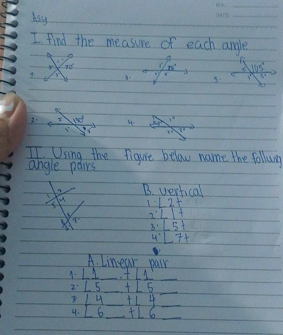 I. find the measure of each angle. 1. | StudyX