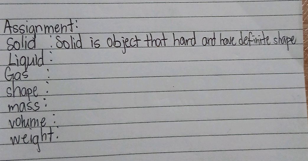 Assignment: Solid : Solid is object that | StudyX