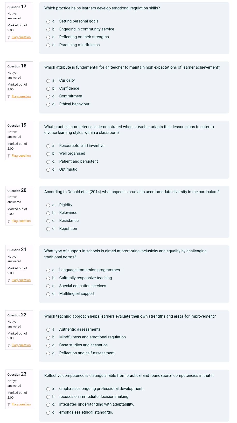 Question 17 Which practice helps learners | StudyX