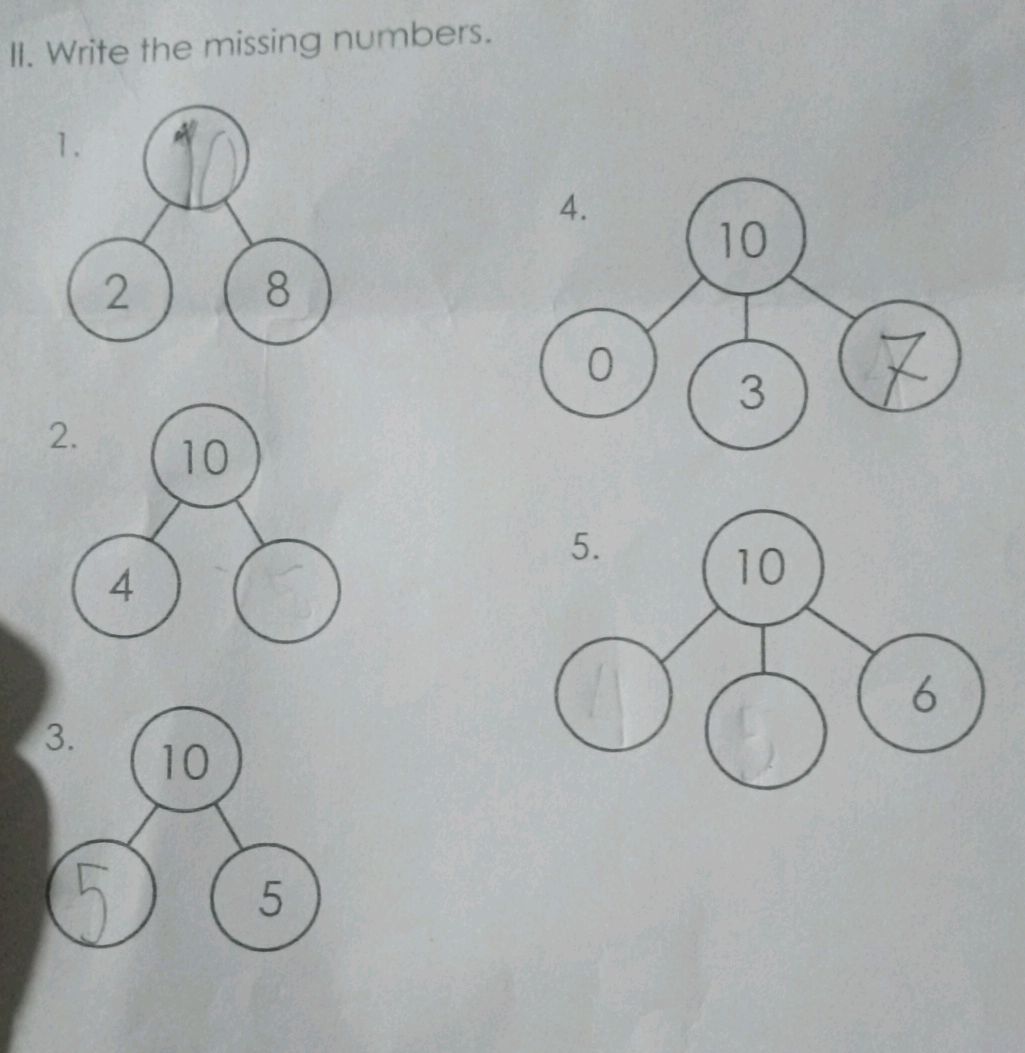 II. Write the missing numbers. 1. 10 is | StudyX