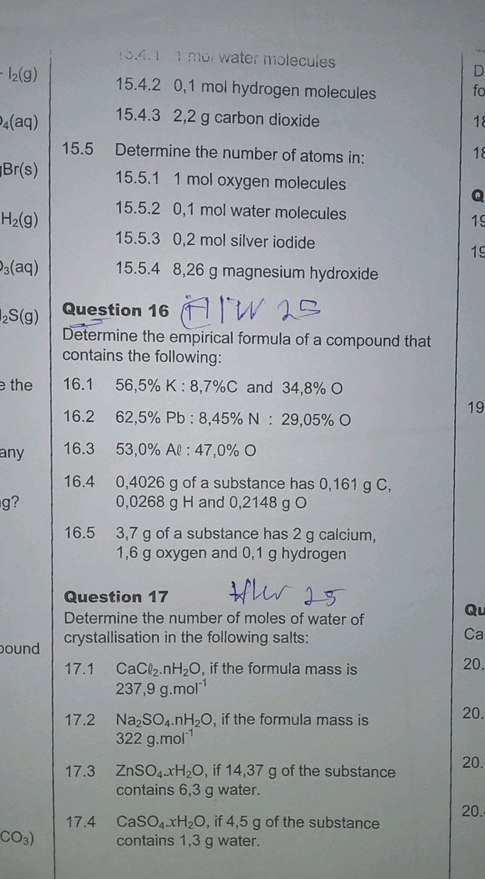 Question 16 Determine the empirical formula | StudyX