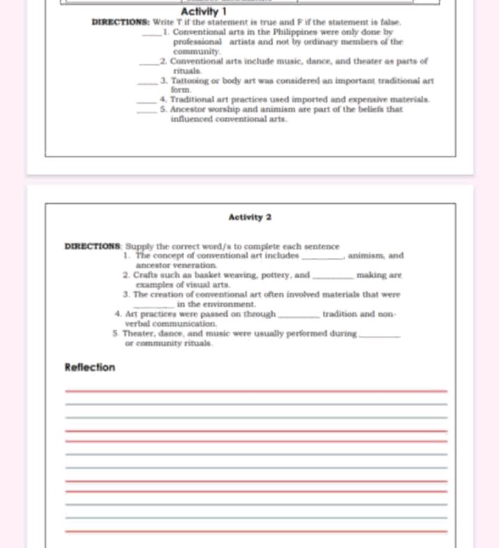 Activity 1 DIRECTIONS: Write T if the | StudyX