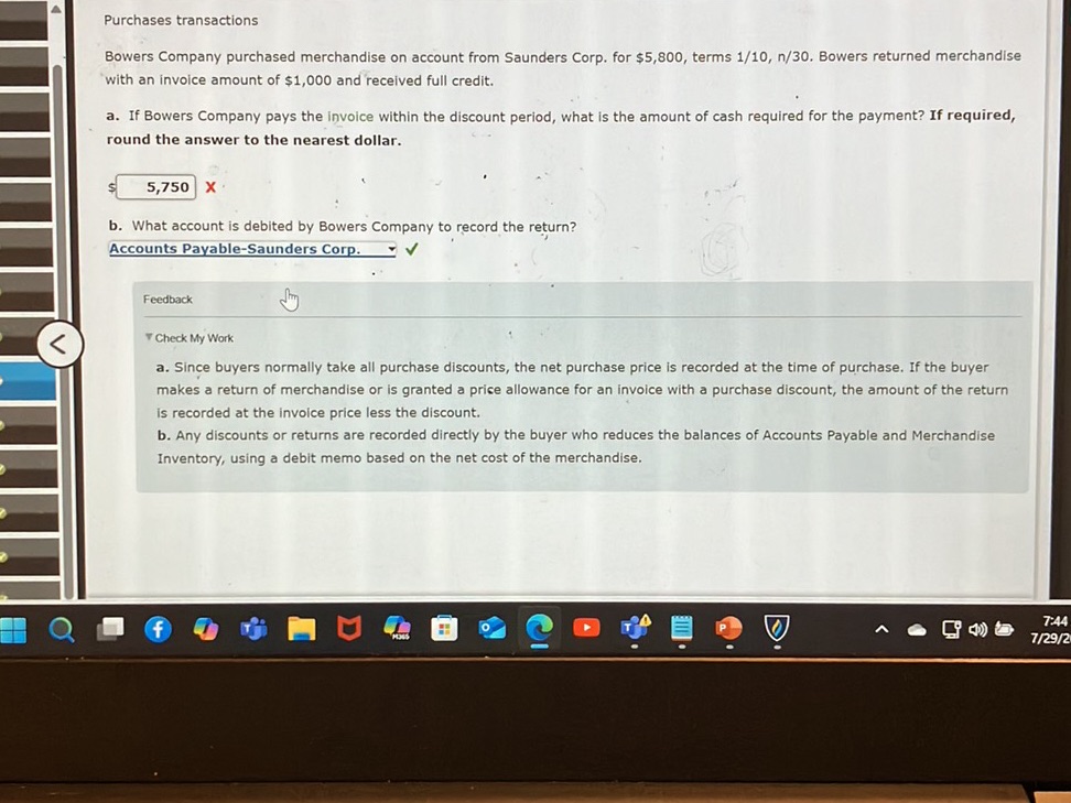 Bowers Company purchased merchandise on | StudyX