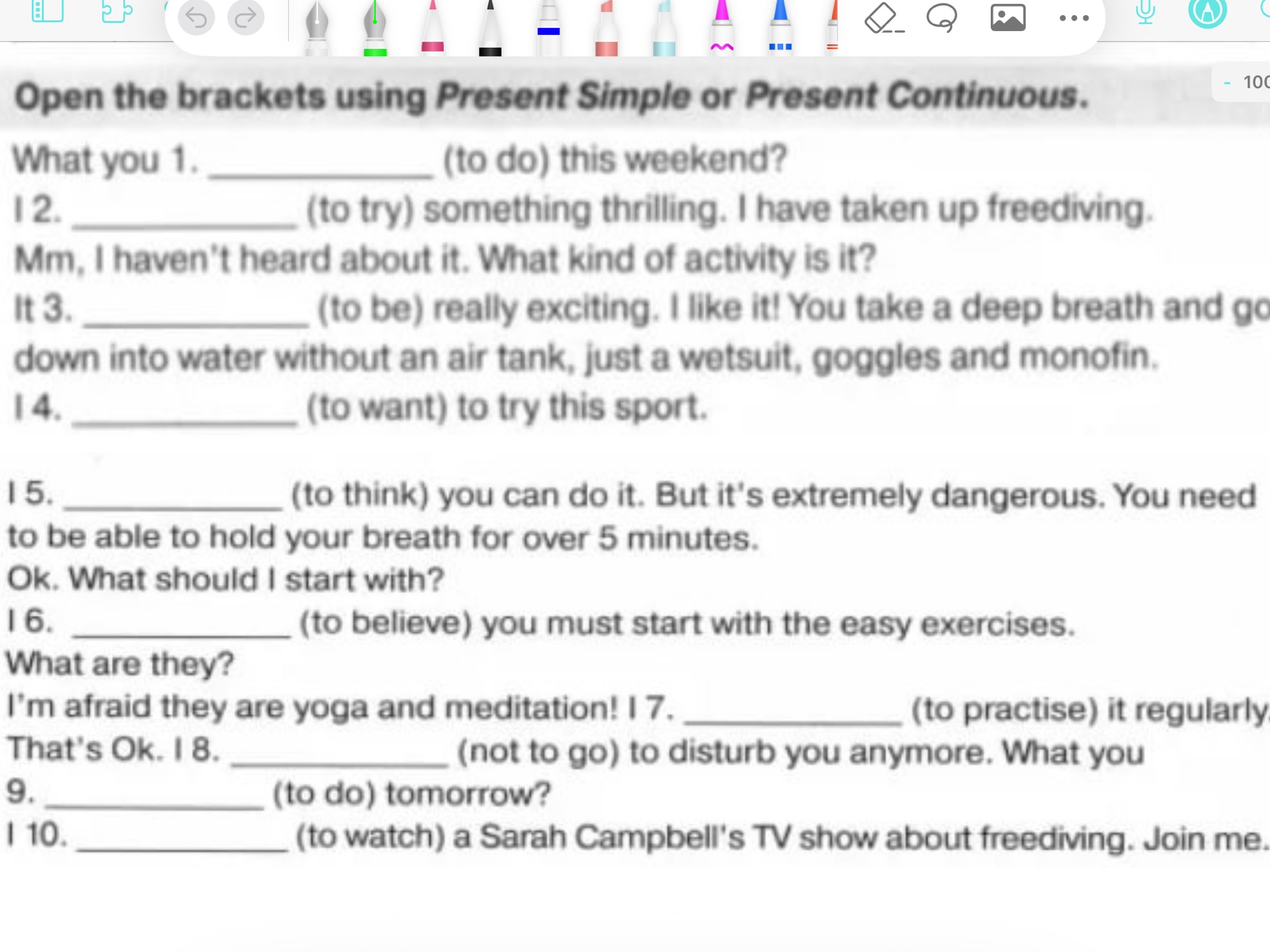 Open the brackets using Present Simple or | StudyX
